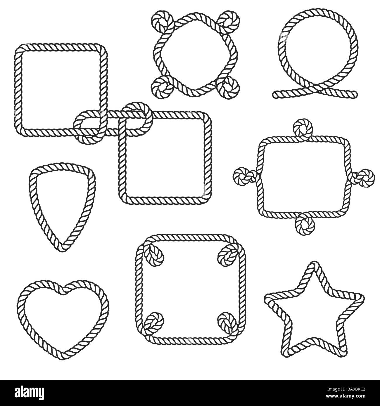 Set of nautical rope frames. Vector illustration Stock Vector Image ...