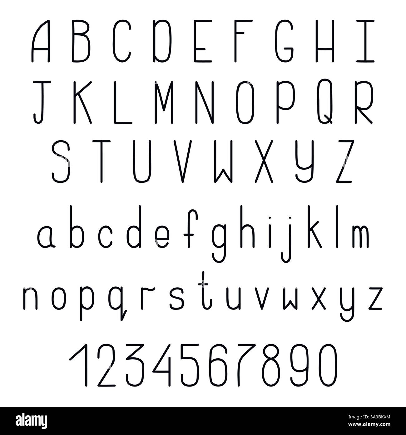 Handwriting Alphabet. Vector Hand Drawn Thin Font Stock Vector Image ...