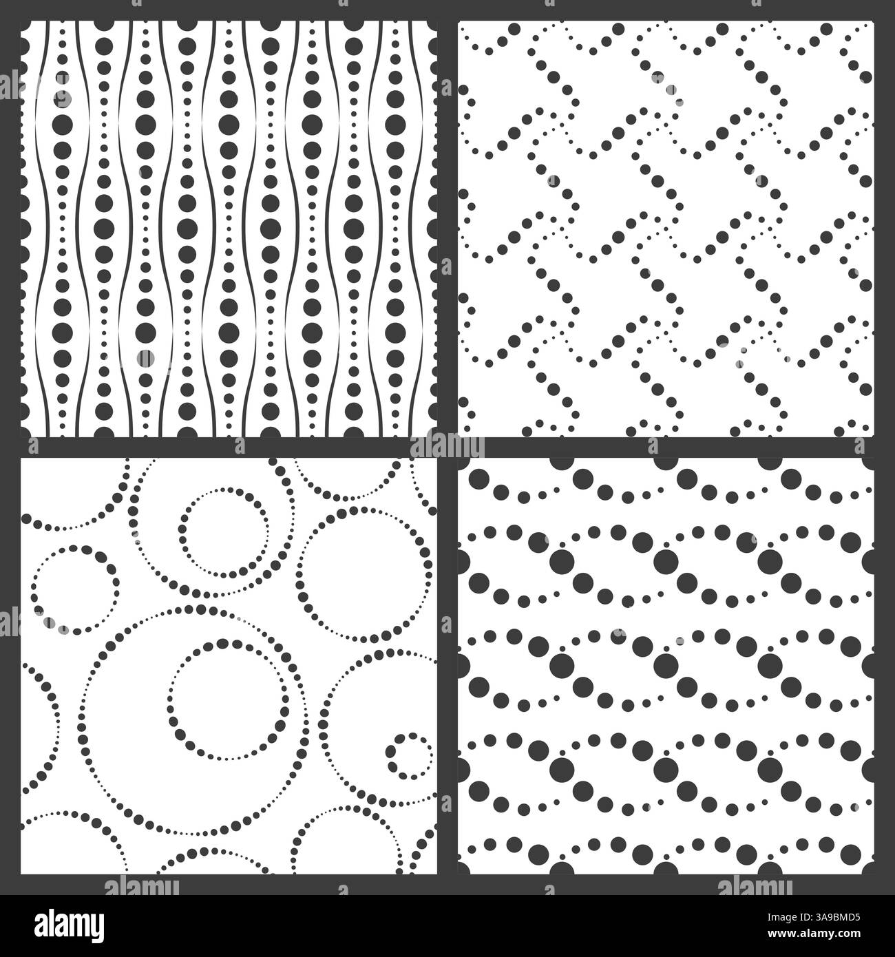 Simple textures, backgrounds with dotted elements. Vector set of four ...