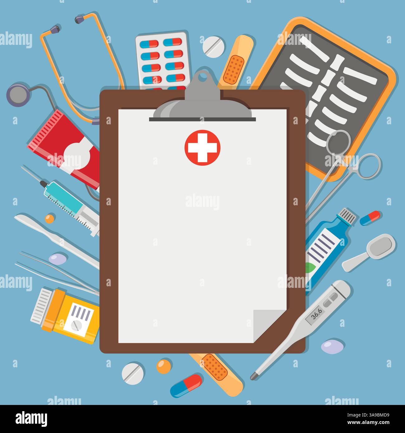Clipboard with medical elements. Healthcare and medicine illustration ...