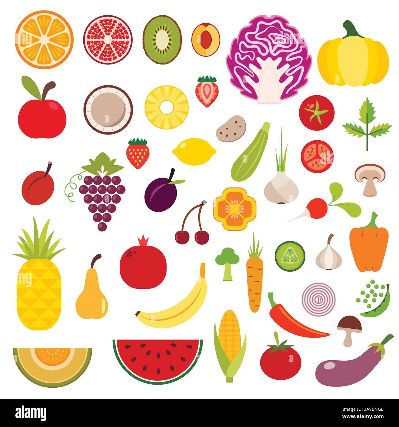 Icons of fruits and vegetables for menu Stock Vector Image & Art - Alamy