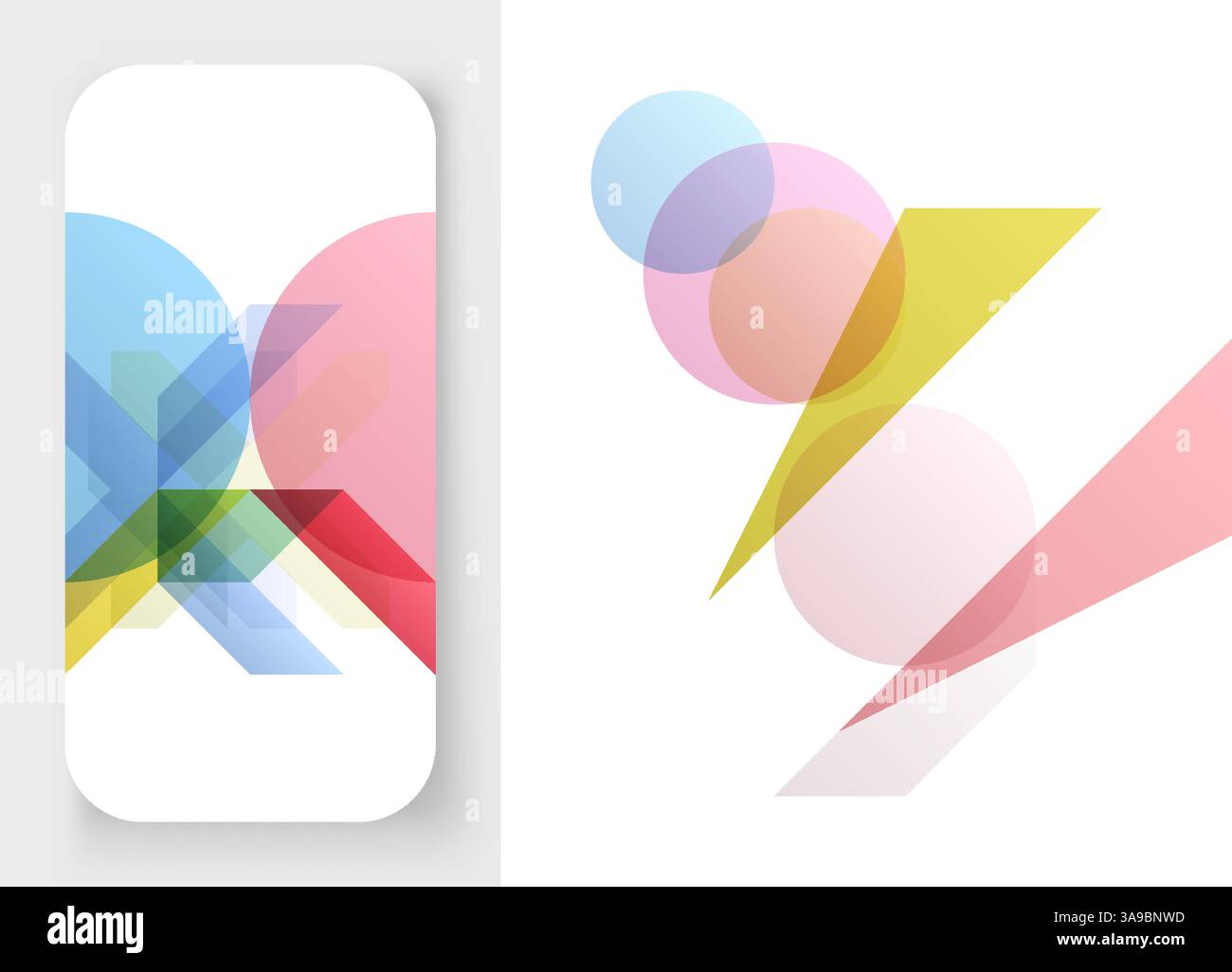 Art composition of flat colorful vector shapes. Abstract transparency geometrical background ...