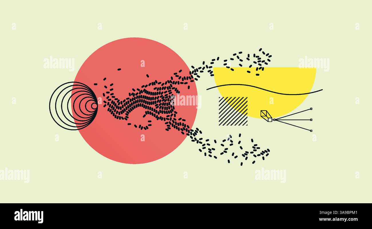 Art composition with geometric shapes and forms. Memphis design. Cover ...