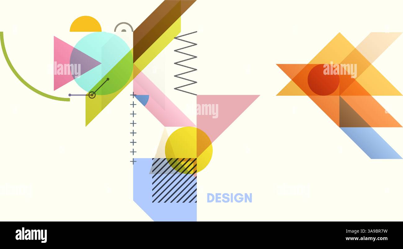 Art composition of flat colorful vector shapes. Abstract transparency geometrical background ...