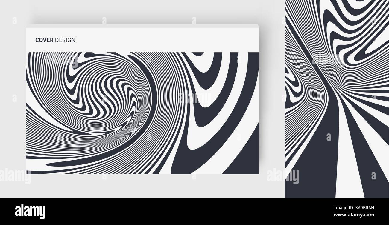 Black and white swirl background. Pattern with whirlpool movement optical illusion. Psychedelic ...