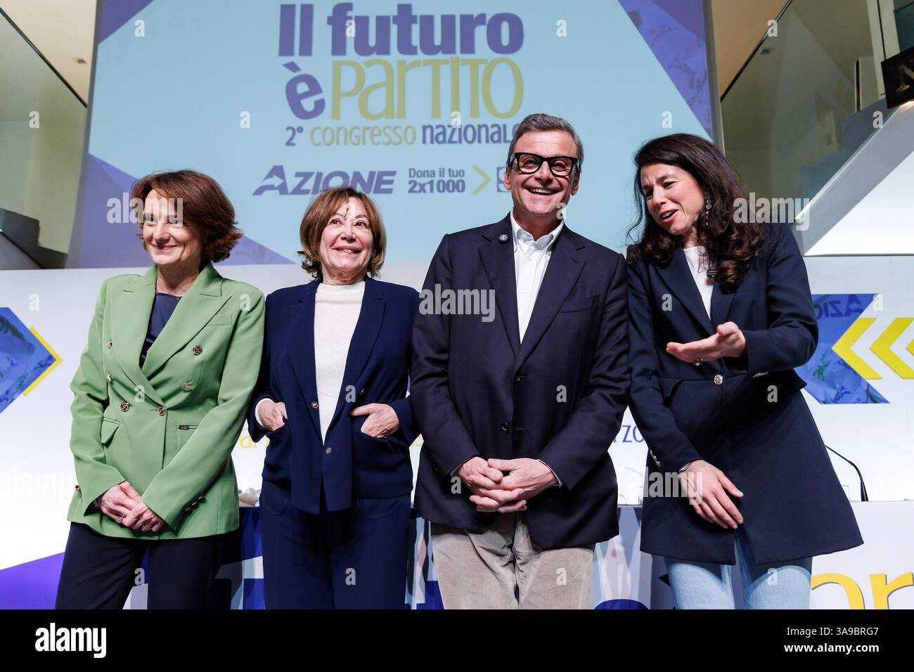 Roma, Italia. 30th Mar, 2025. Carlo Calenda e, da sx, Elena Bonetti ...