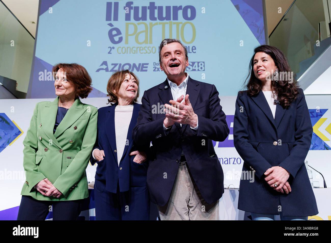 Roma, Italia. 30th Mar, 2025. Carlo Calenda e, da sx, Elena Bonetti ...