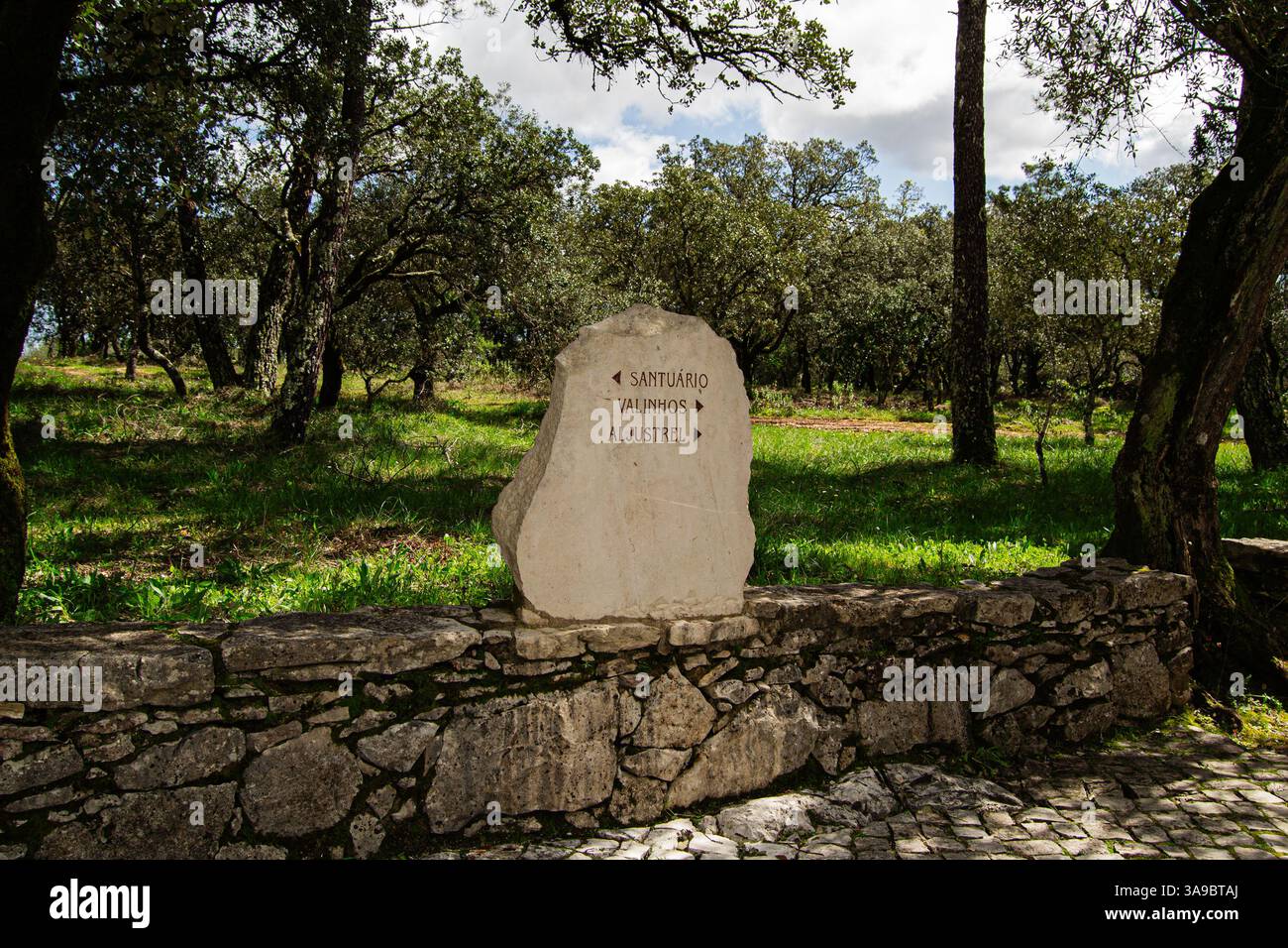 Fatima, Portugal - March 24, 2025: Directional stone signage guiding in ...