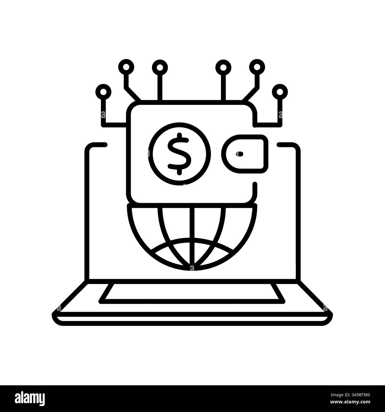 Digital economy black line icon. Vector isolated element. Editable stroke Stock Vector Image ...