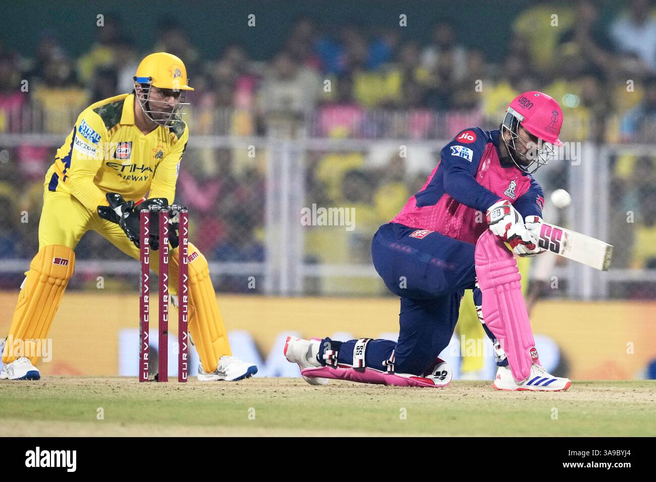 Rajasthan Royals' Nitish Rana bats during the Indian Premier League ...