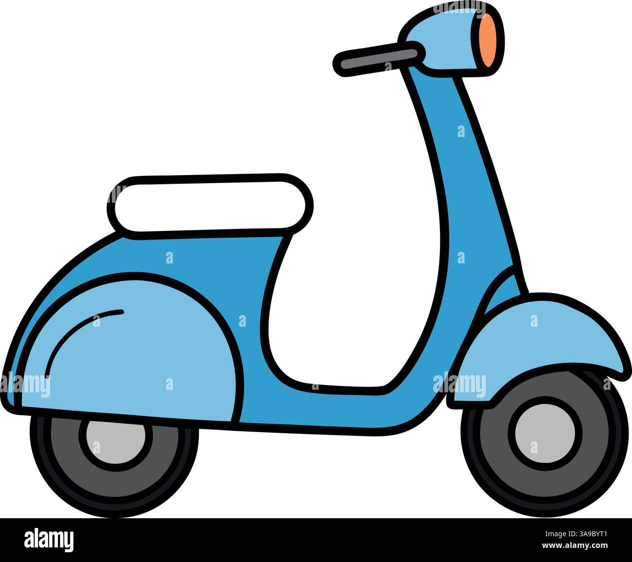 Classic blue scooter in cartoon style, retro moped illustration Stock ...