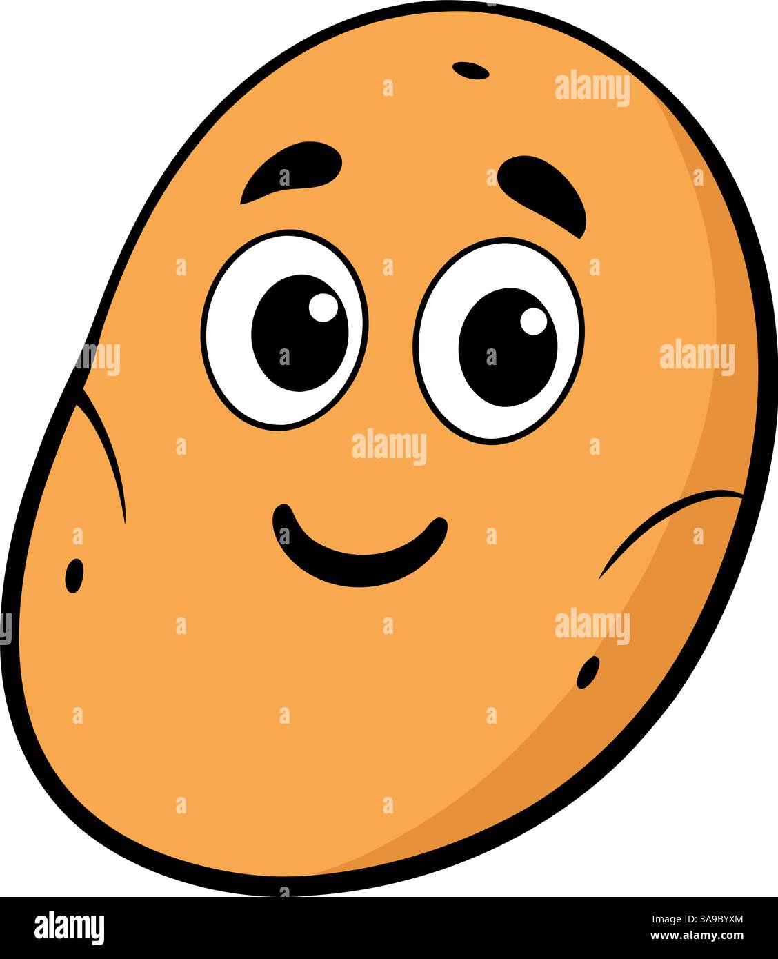 Happy smiling potato with cute expression and big eyes in cartoon style ...
