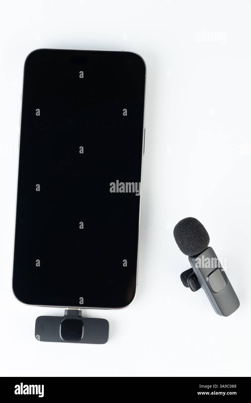Portable recording mobile system with wireless microphone isolated on ...