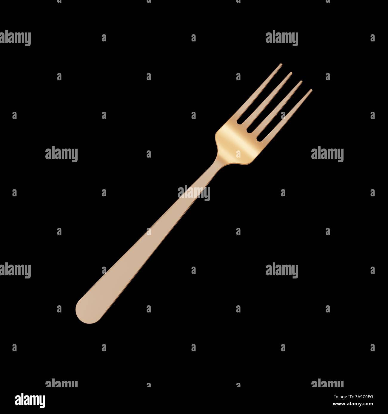 3d realistic gold metal fork isolated on black background. Vector ...