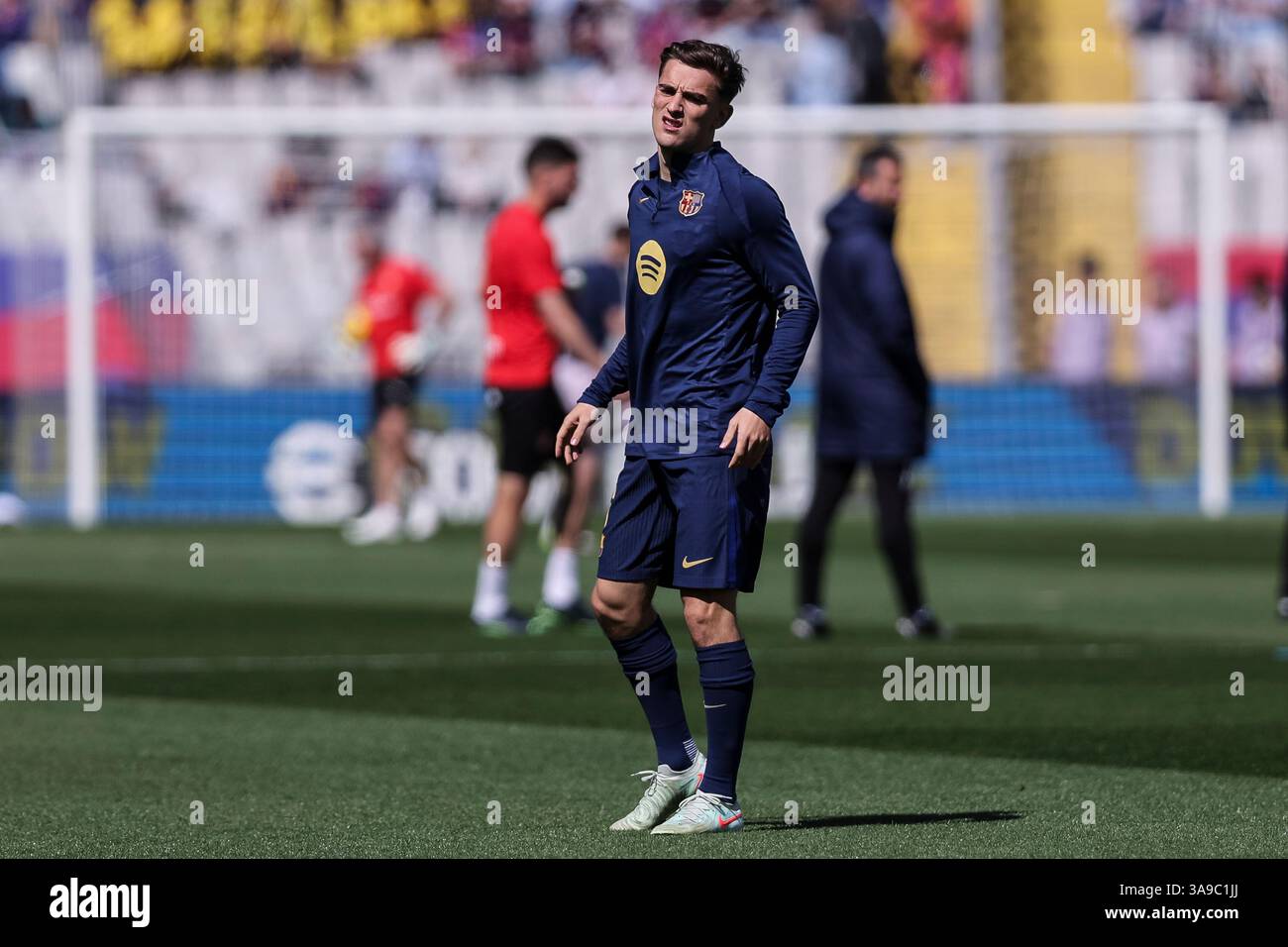 Pablo Martin Gavira Gavi of FC Barcelona gestures during the Spanish ...