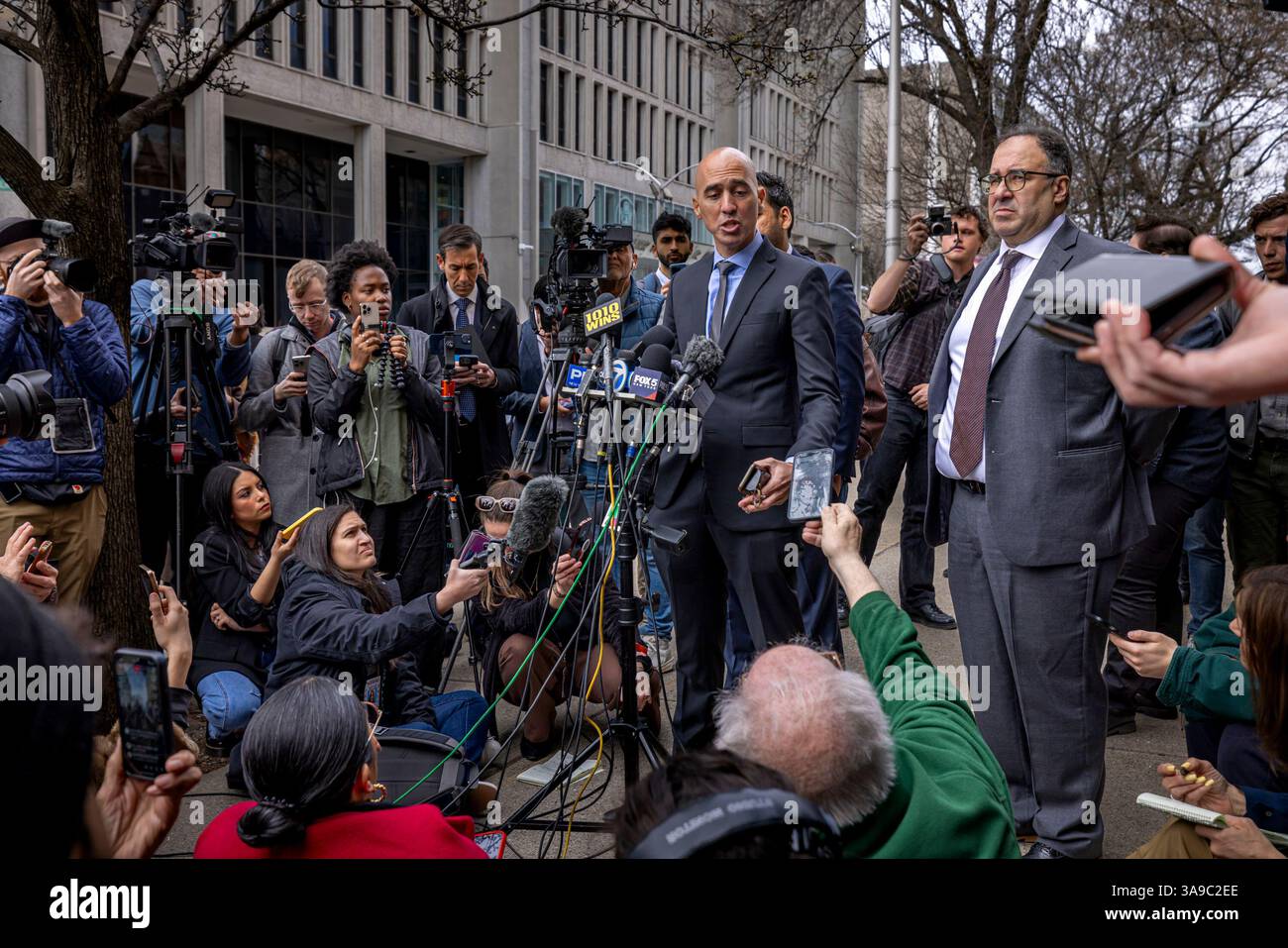 Ramzi Kassem, co-director of CLEAR and an immigration lawyer, speaks to ...