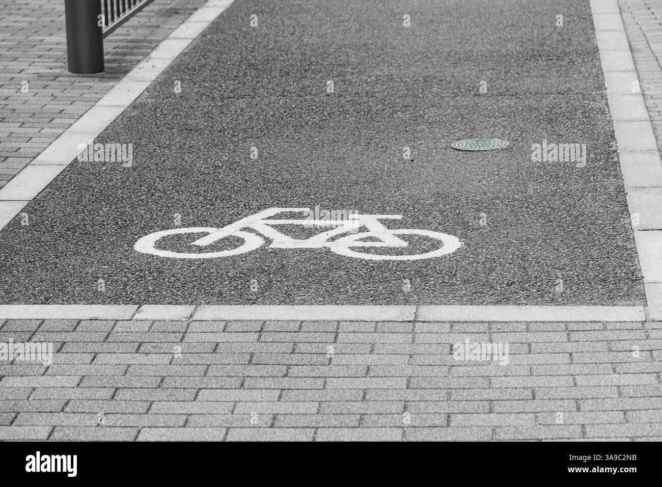 Bike lane on the road, Bike paint sign symbol at the street for bicycle riding route traffic ...