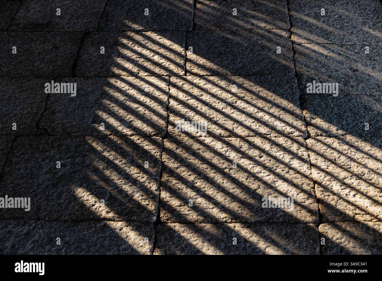 light shade and shadow line thought the Japanese wooden windows grill ...