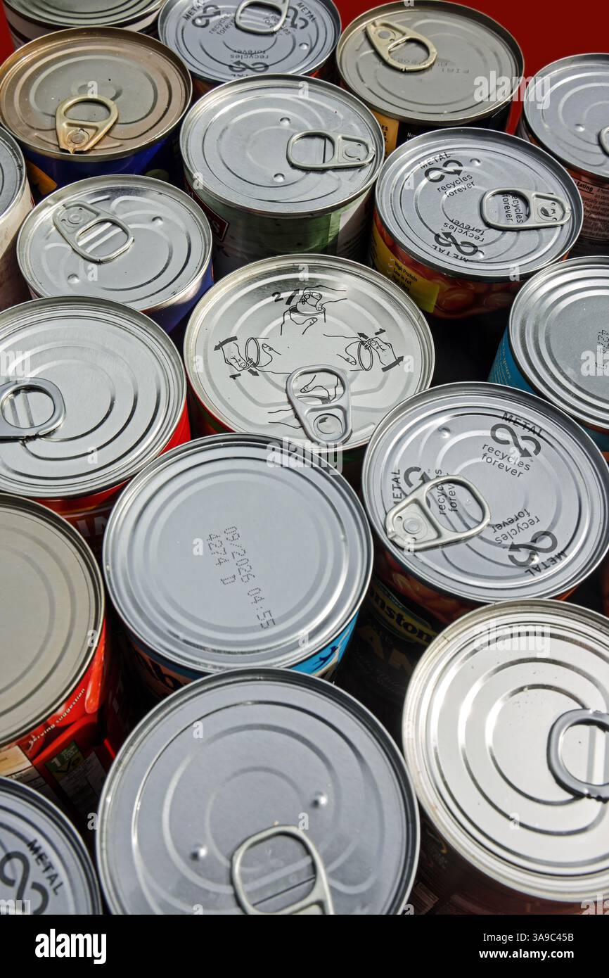 Aluminium cans containing food always a good standby in the larder and ...