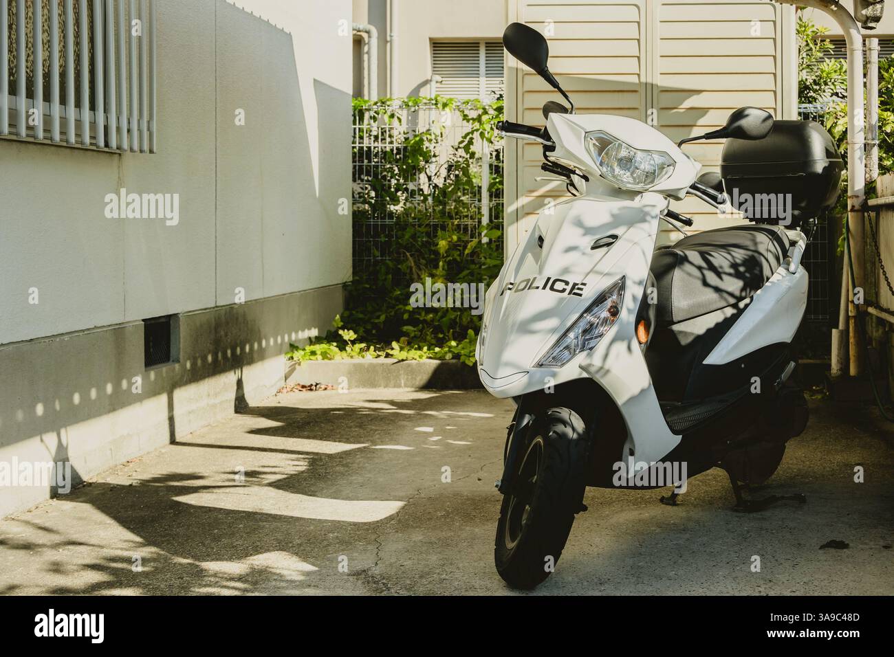 Japan police motorcycle scooter motorbike parking at police station in ...