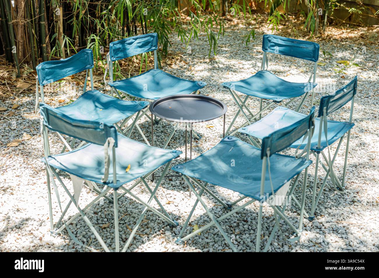 picnic camping table table set with group of chair setting outdoor ...