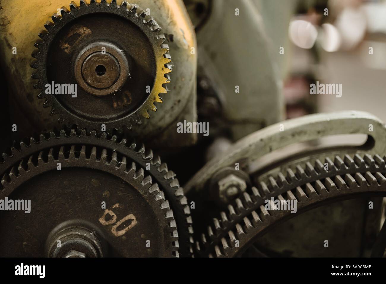 Closeup Gear part, Old grunge metal cog wheel in machine, Heavy ...