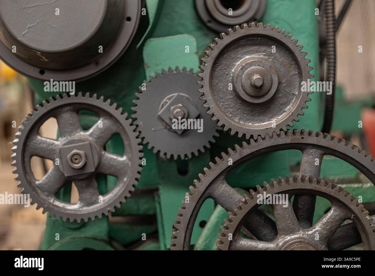 Closeup Gear part, Old grunge metal cog wheel in machine, Heavy ...