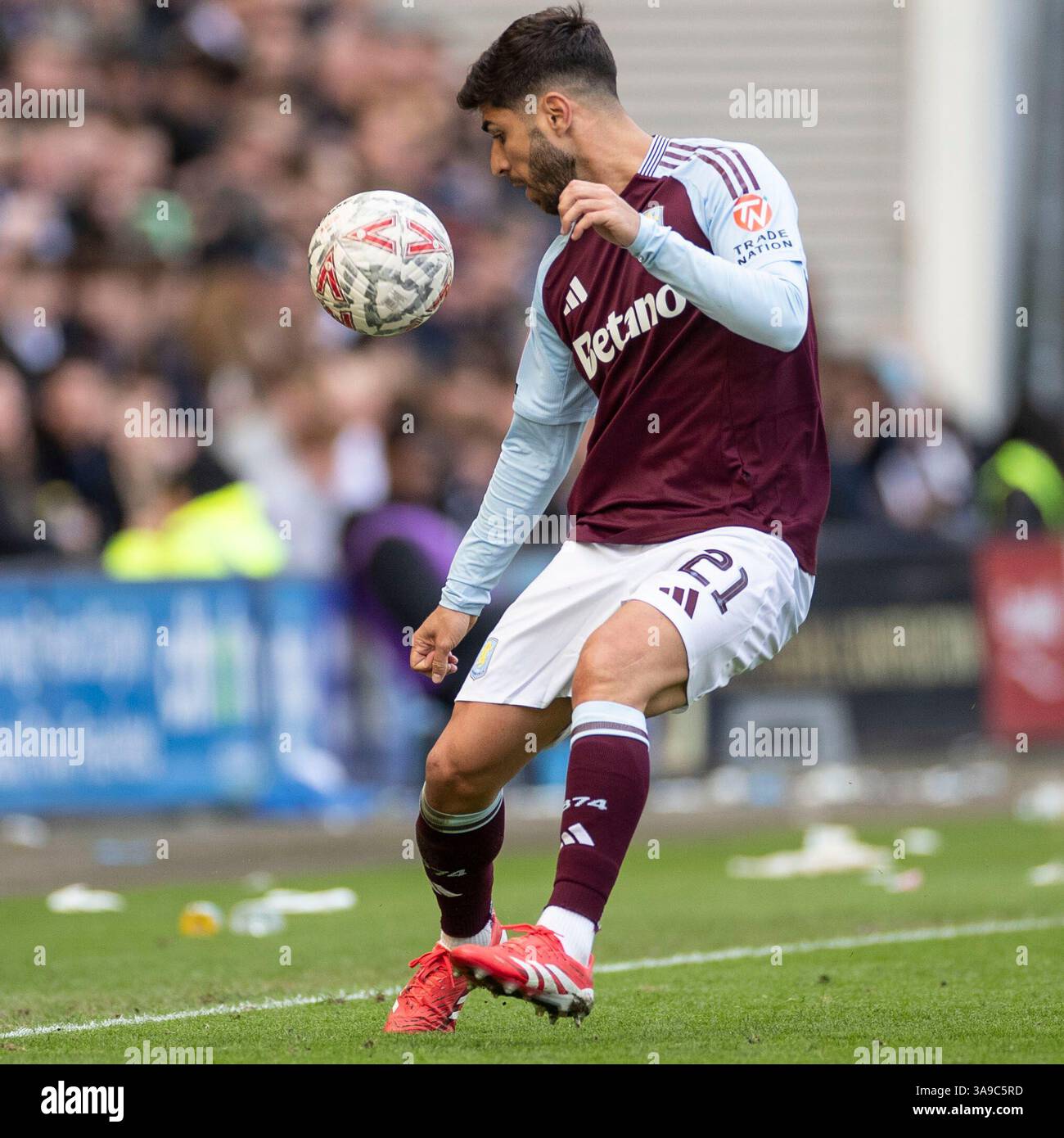Marco Asensio #21 of Aston Villa F.C during the Emirates FA Cup Quarter ...