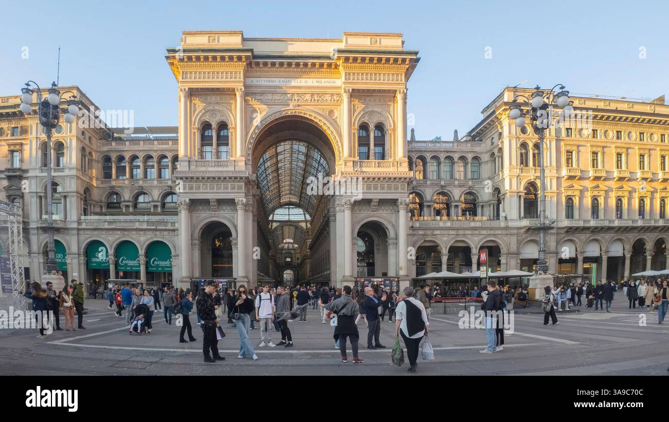MILAN - MARCH 5, 2025: The main entrance of the Galleria Vittorio ...