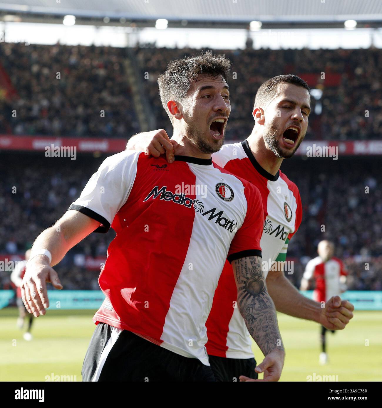 ROTTERDAM - Jakub Moder of Feyenoord celebrates the 1-0 during the ...