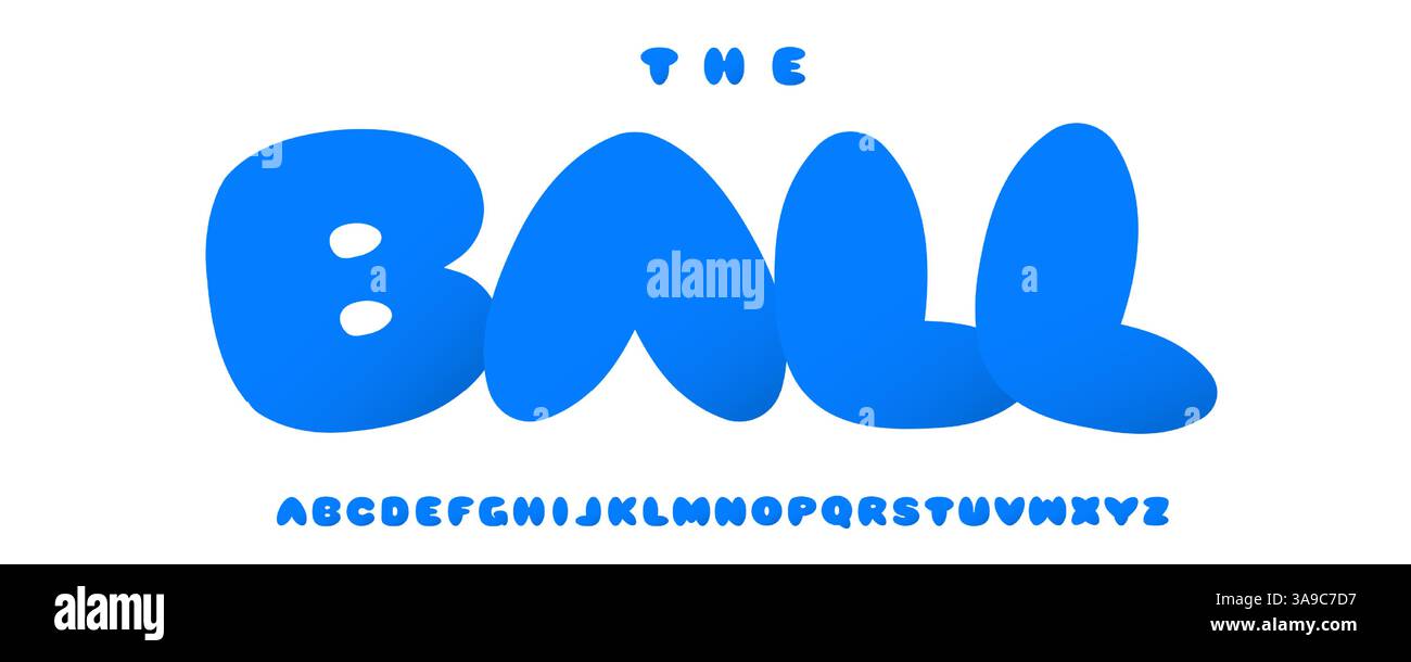 Playful rounded bubble font, bold blue soft inflatable letters, perfect ...