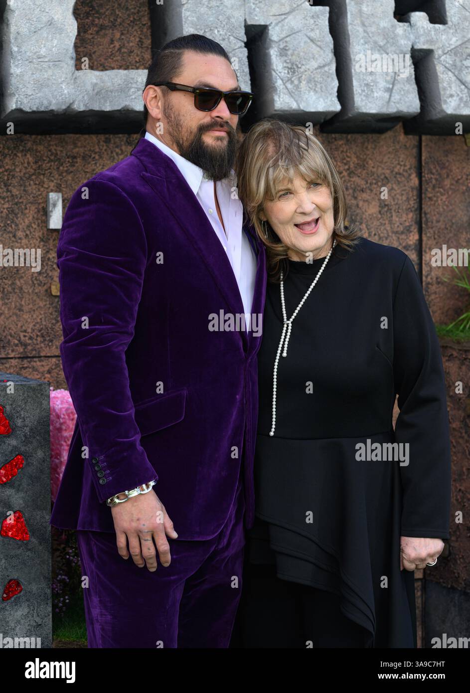 London, UK. March 30th, 2025. Jason Momoa and his mother Coni Momoa ...