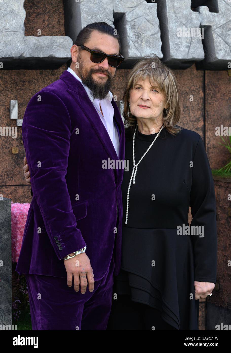 London, UK. March 30th, 2025. Jason Momoa and his mother Coni Momoa ...
