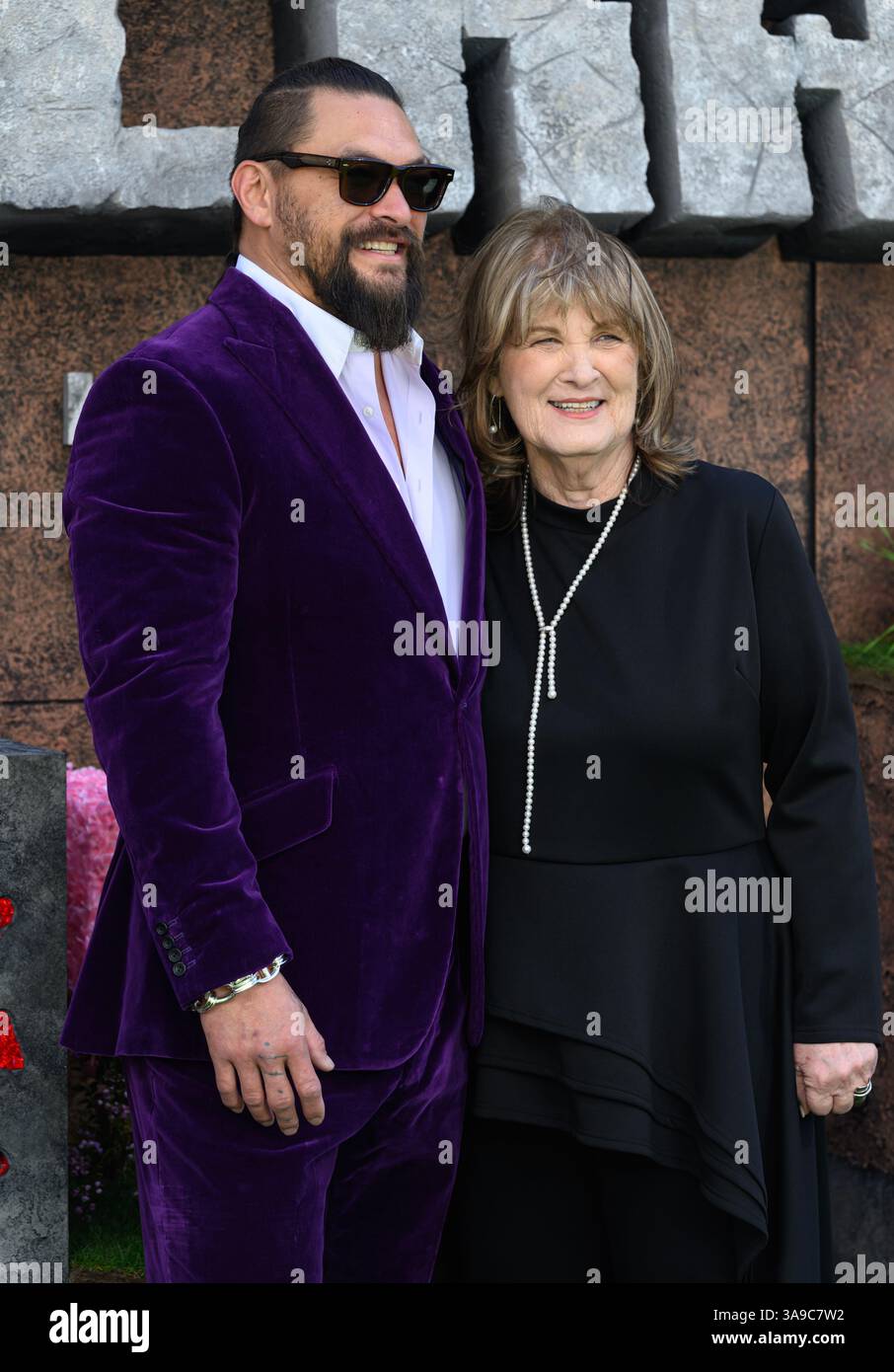 London, UK. March 30th, 2025. Jason Momoa and his mother Coni Momoa ...