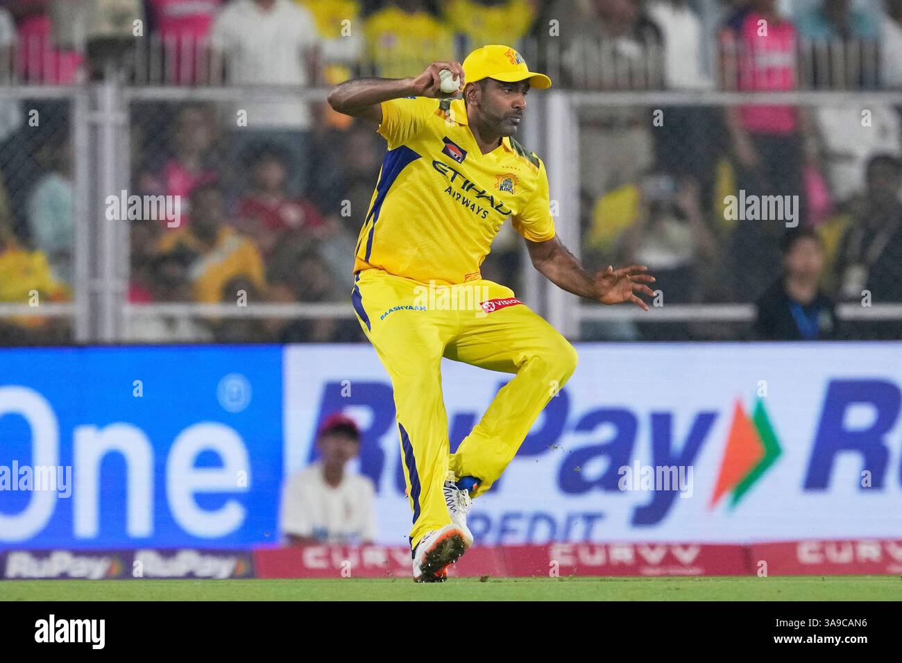 Chennai Super Kings' Ravichandran Ashwin takes the catch to get ...
