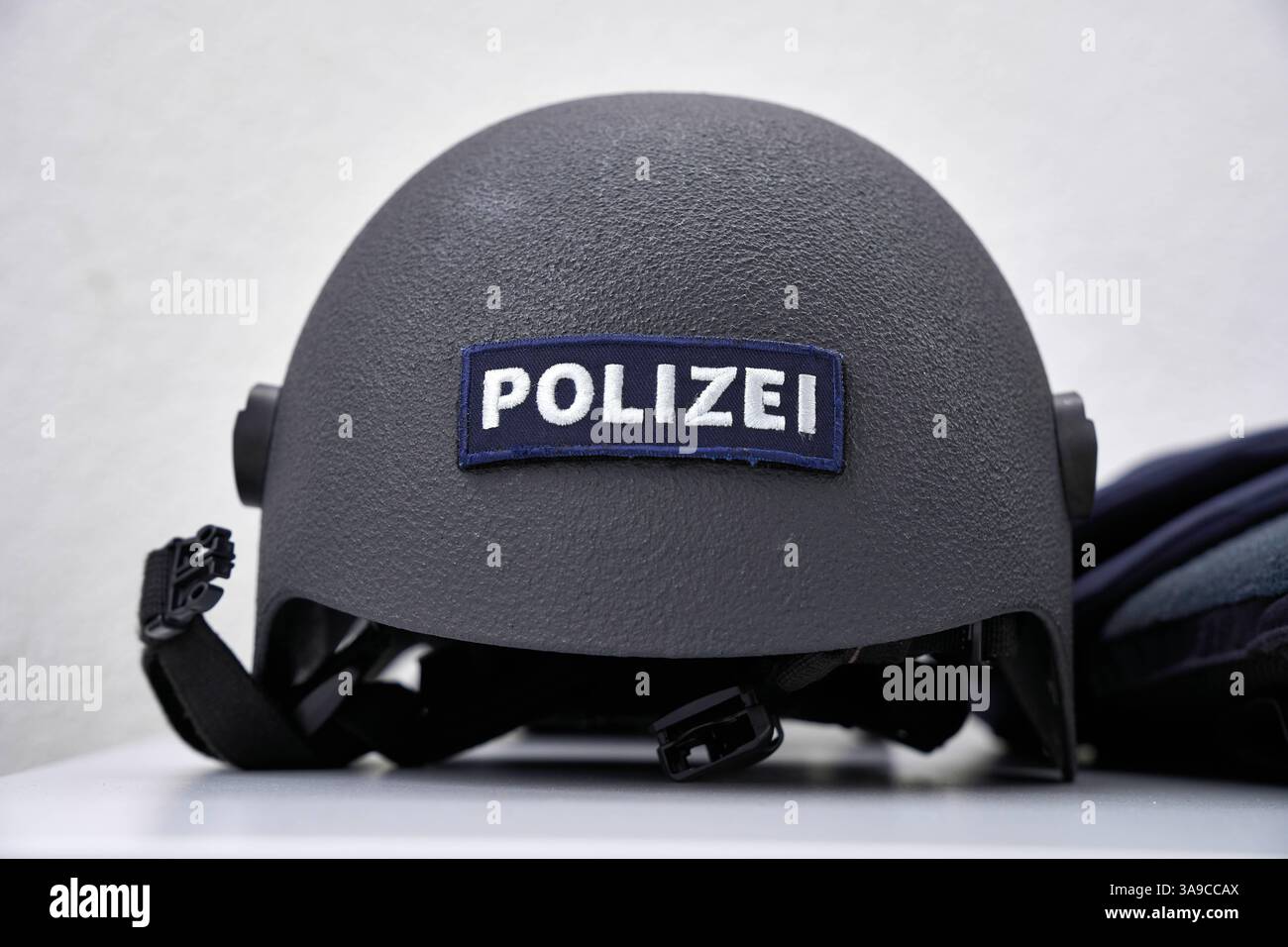 Augsburg, Bavaria, Germany - March 30, 2025: A black emergency helmet ...