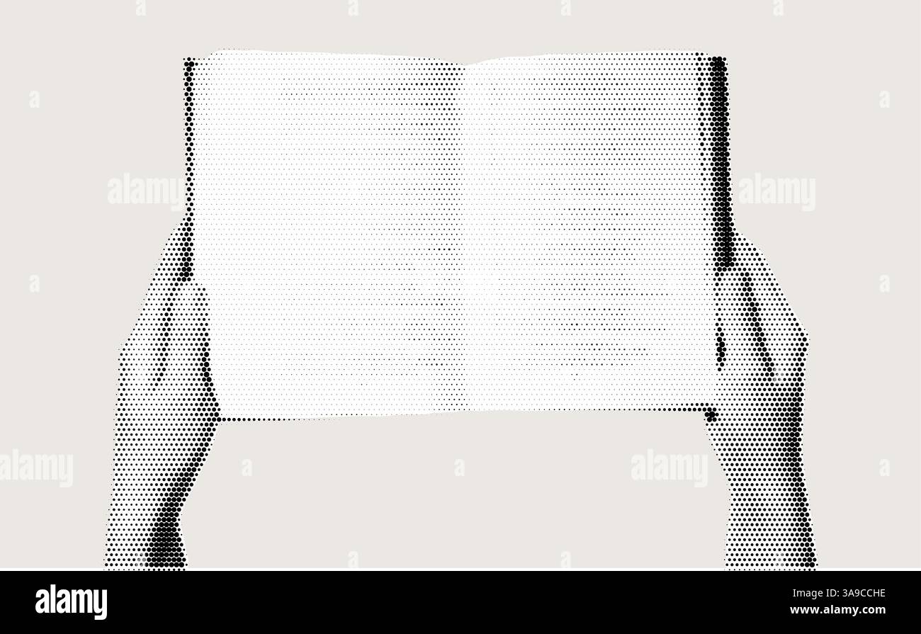 Halftone Illustration of Hands Holding an Open Blank Book Stock Vector ...