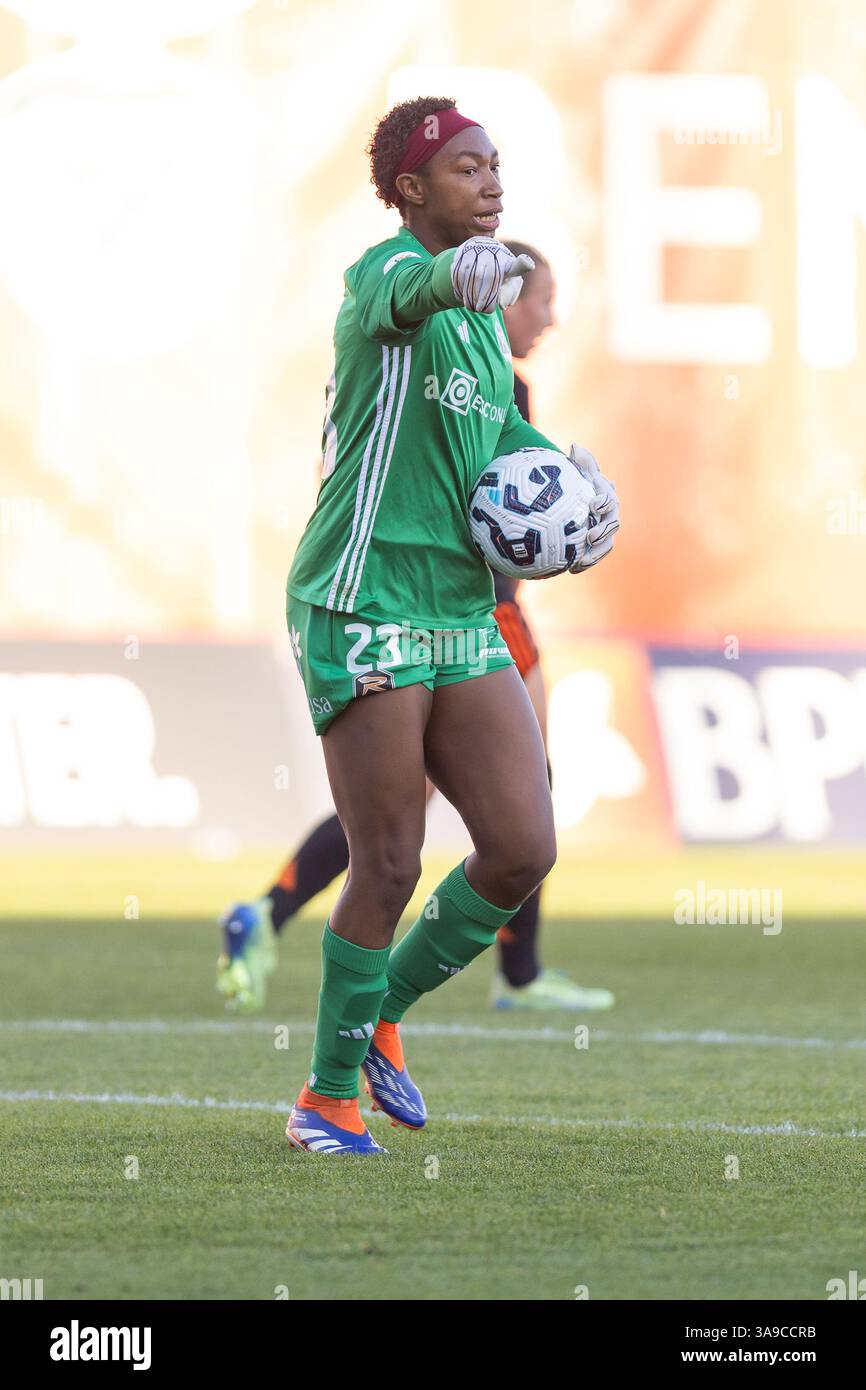 March 29, 2025. Seixal, Portugal. Racing Power's goalkeeper from ...