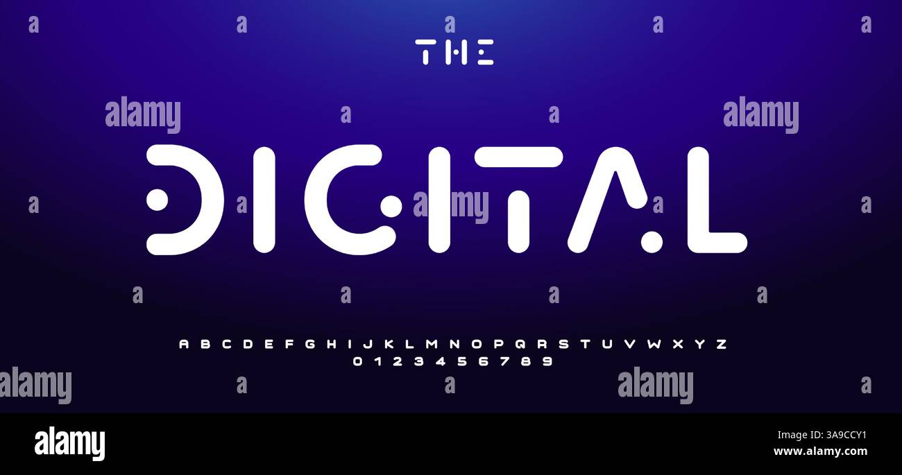 Rounded futuristic digital font with smooth minimal letters and tech ...