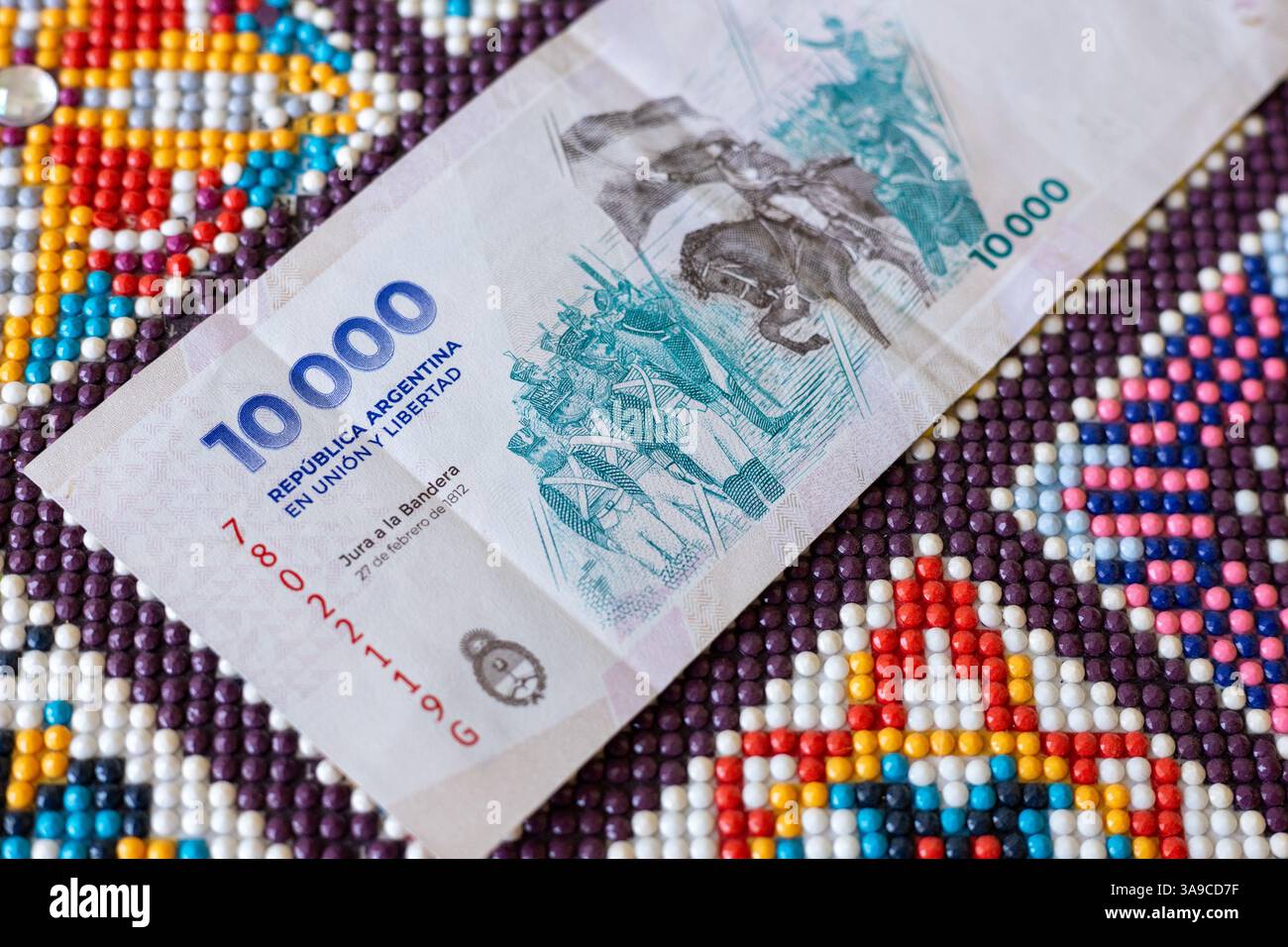 Argentina money. Ten thousand Argentine pesos banknote. Currency symbol ...