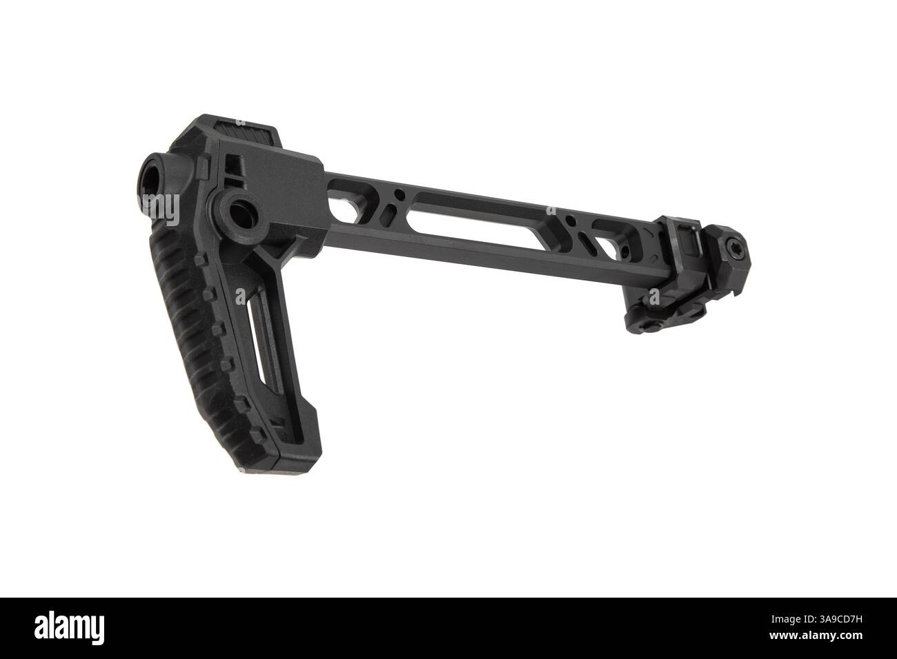 A black tactical folding stock for firearms, designed with lightweight ...