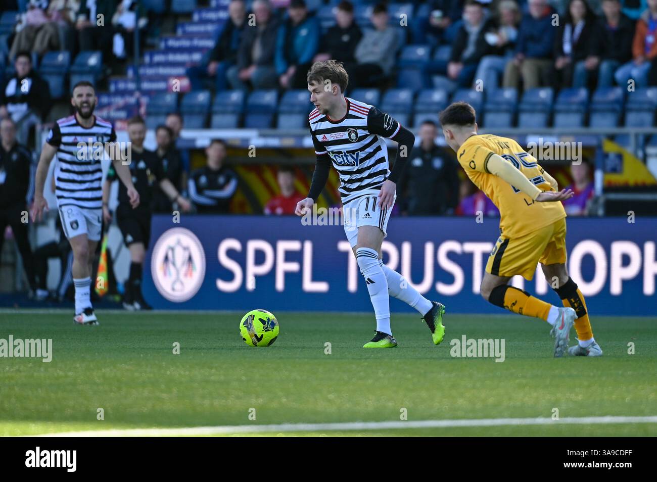 Falkirk, Scotland, UK. 30th March, 2025. Kyle Hurst of Queen's Park in ...