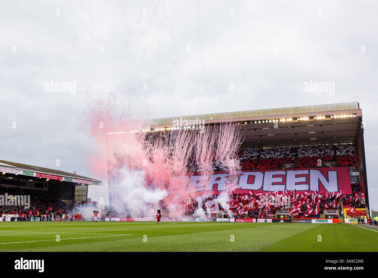 Aberdeen fans seen during the Scottish Premiership match between Aberdeen and Motherwell at ...