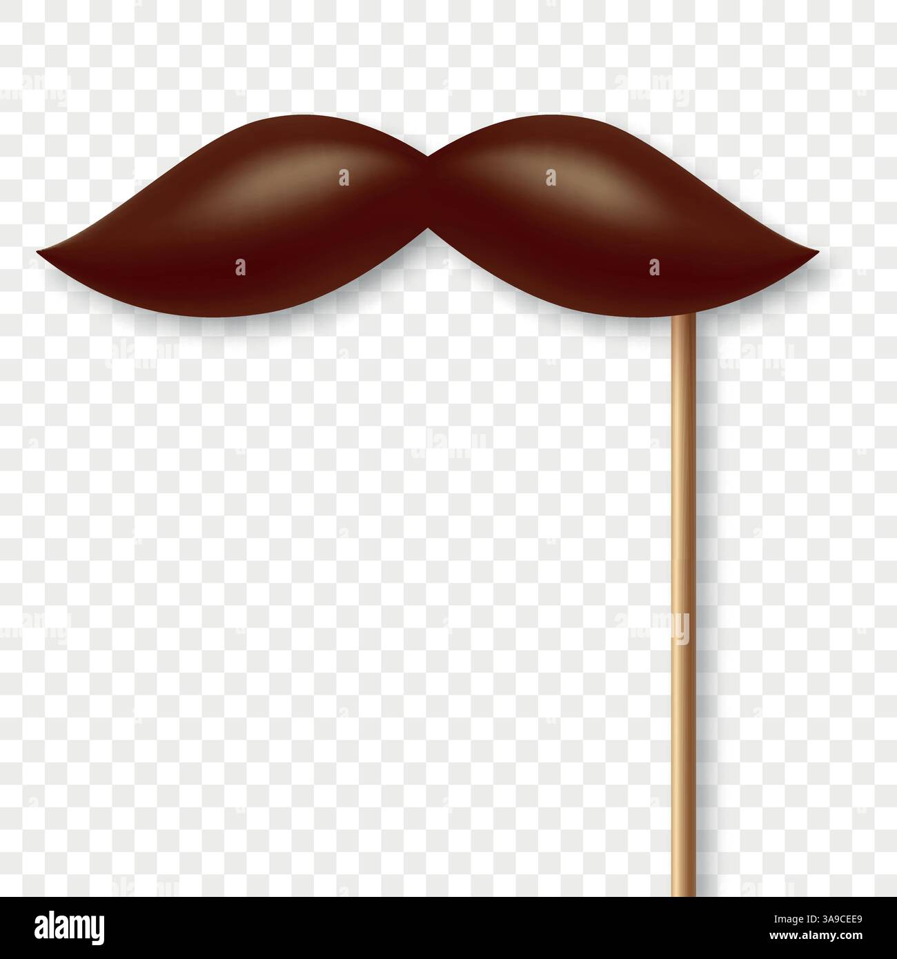 Vector 3d Realistic Brown Mustache Prop on Stick. Simple Mustache for ...