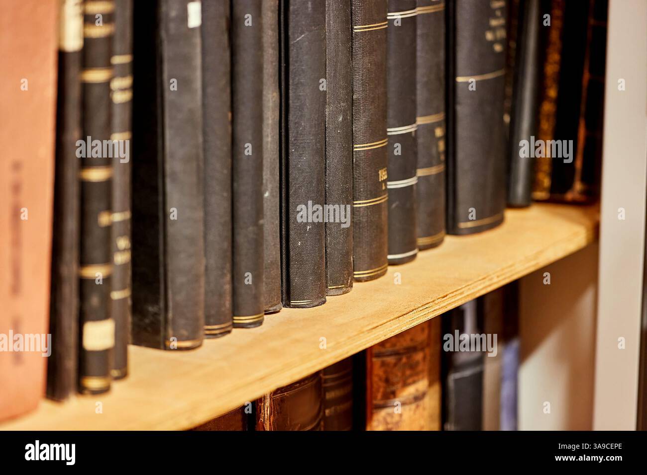 Old books in a library Stock Photo - Alamy