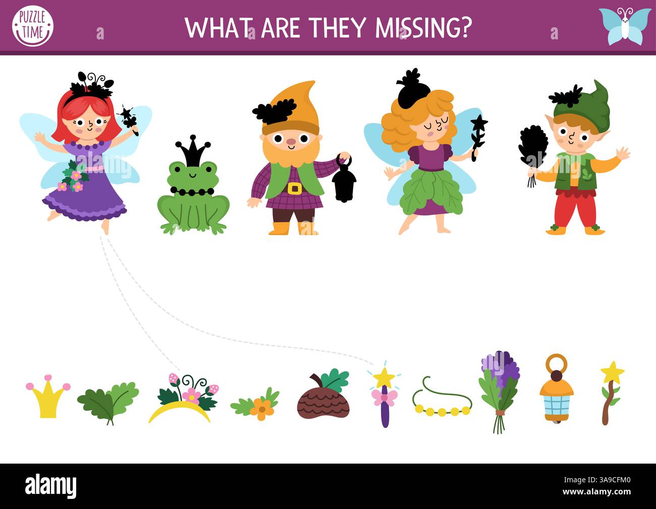 Woodland fairy matching activity with fantasy creature and missing ...