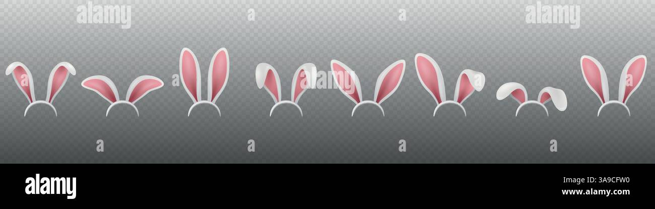 Vector Cute Bunny Ears Headband Set. Realistic Pink and White Rabbit ...