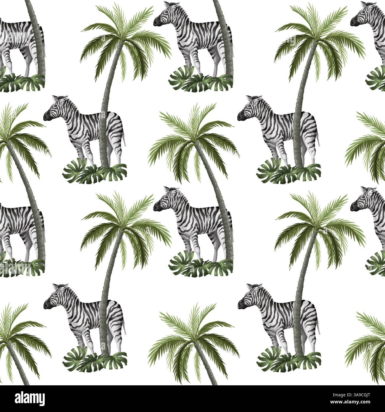 Seamless pattern with zebra and palm trees. Vector Stock Vector Image ...