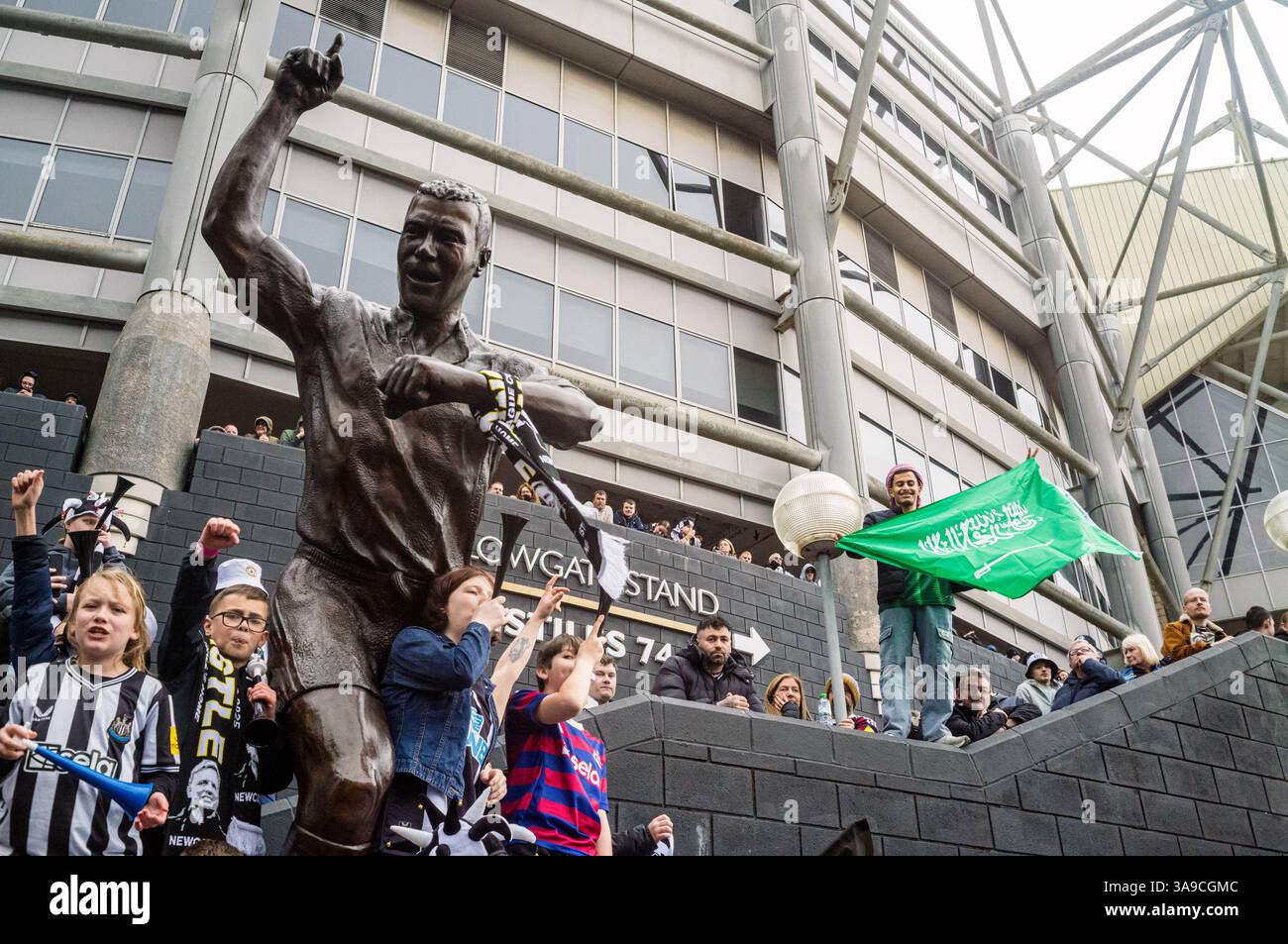 Beside a statue of club legend and top scorer, Alan Shearer, a ...
