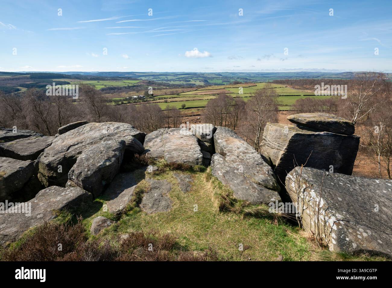 View from Birchen Edge in the Peak District national park, Derbyshire ...